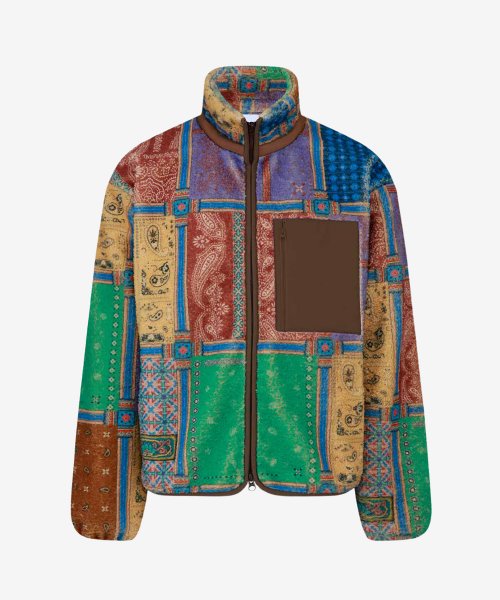 MUSINSA | SUNDAE SCHOOL Paisley Light Blue Fleece Jacket - Brown ...