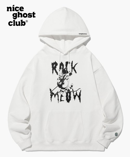 MUSINSA公式 | NICE GHOST CLUB ROCK MEOW CAT HOODIE_WHITE(NG2DSUM409A)