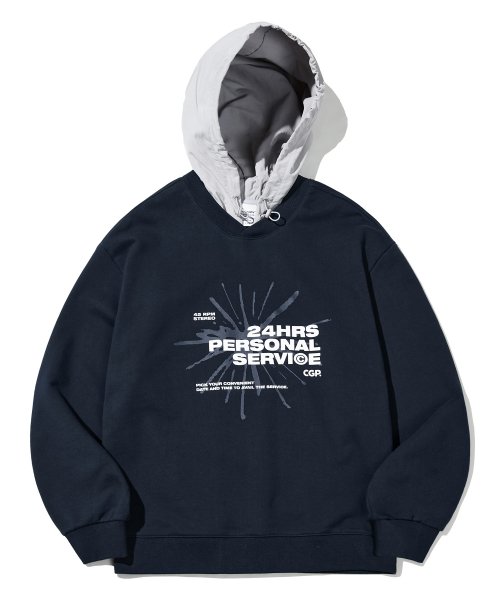 MUSINSA | Codegraphy Nylon Mix Match Sweat Hoodie_Navy