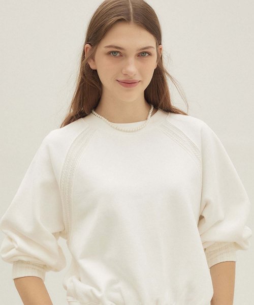 MUSINSA | OURHOPE Cable Sweatshirt - Off White