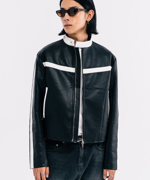바스틱(VASTIC) 레이싱 레더 자켓_블랙 / 화이트 - 사이즈 & 후기 | 무신사