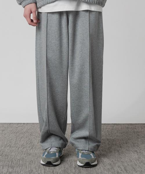 MUSINSA | DIMITRI BLACK (All Season) Pintuck Wide String Sweatpants_Dark Melange