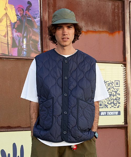 MUSINSA | FLUKE Overfit quilting vest navy FVT203
