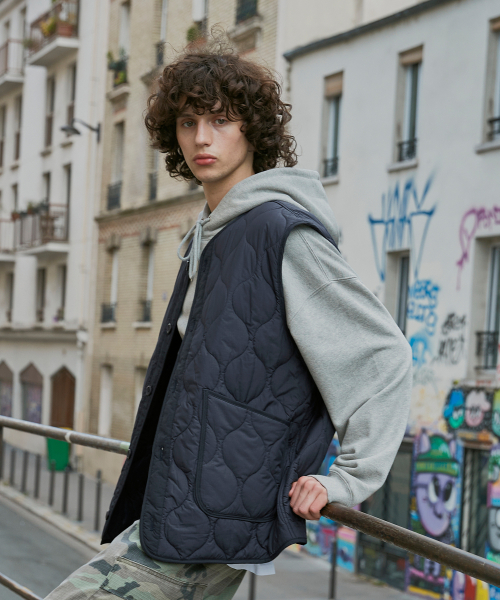 MUSINSA | FLUKE Overfit quilting vest navy FVT203