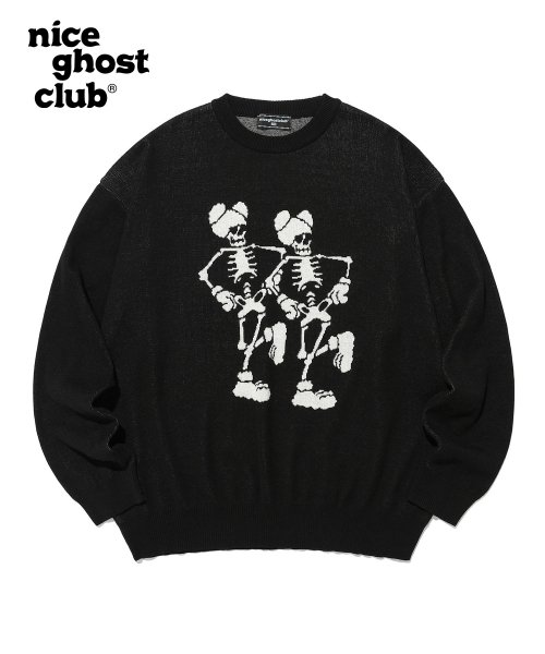 MUSINSA | NICE GHOST CLUB Dancing Skeleton Knit_Black (NG2DSUK600A)