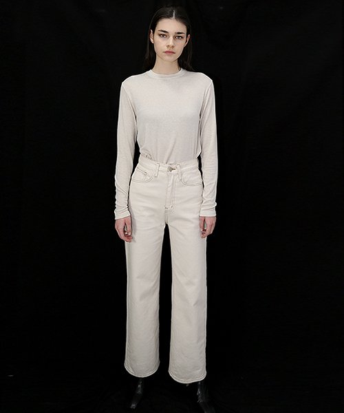 데미지니모닉(DAMAGE MNEMONIC) 하이웨스트 생지 크림 면바지_ High waist Cream Cotton PT ...