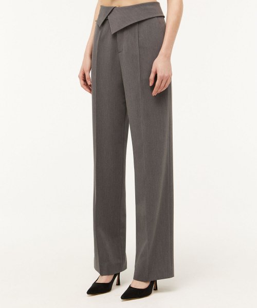 MUSINSA | CITYBREEZE WOMAN Fold pin tuck wide slacks_CHARCOAL