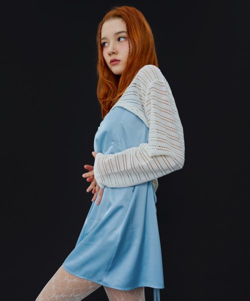 MUSINSA | FANCY CLUB [NF] Ruffle sleeveless mini Dress (BLUE)_F23QD840