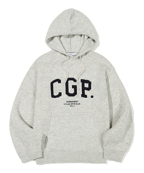 MUSINSA | Codegraphy CGP Arch Logo Hood Knit_Melange Gray