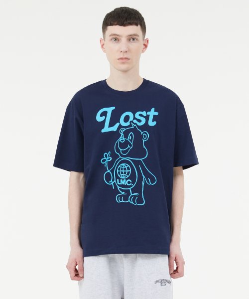MUSINSA | LMC FLOWER BEAR T-Shirt navy