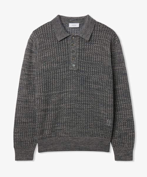 MUSINSA | LEMARD Scasi Two-tone Half Open Button Collar Knit - Charcoal
