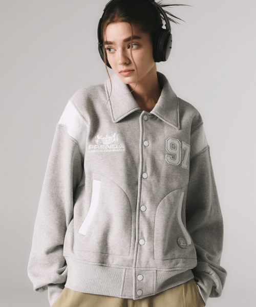 MUSINSA | PRENDA SWEAT VARSITY JACKET GRAY