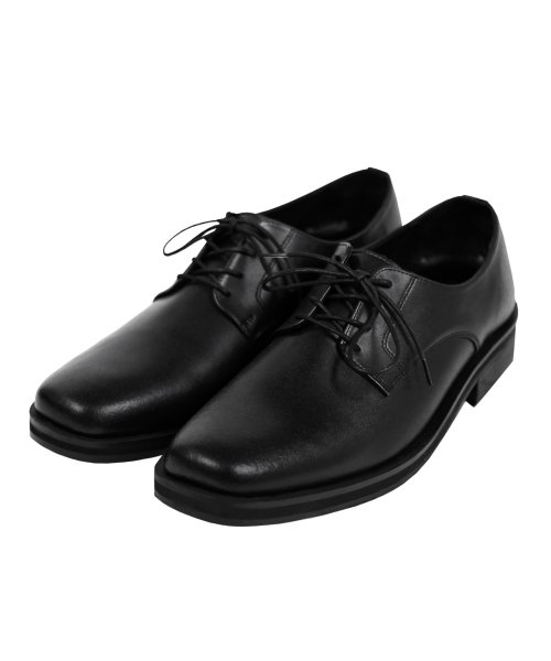 MUSINSA | DRAW FIT Square Toe Mono Derby Shoes [BLACK]