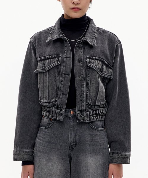 MUSINSA | TAKEASY Smoke Cropped Denim Jacket (Grey)