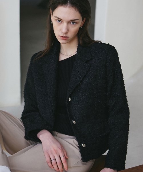 MUSINSA | NICK&NICOLE SOLID COLLAR TWEED JACKET_BLACK