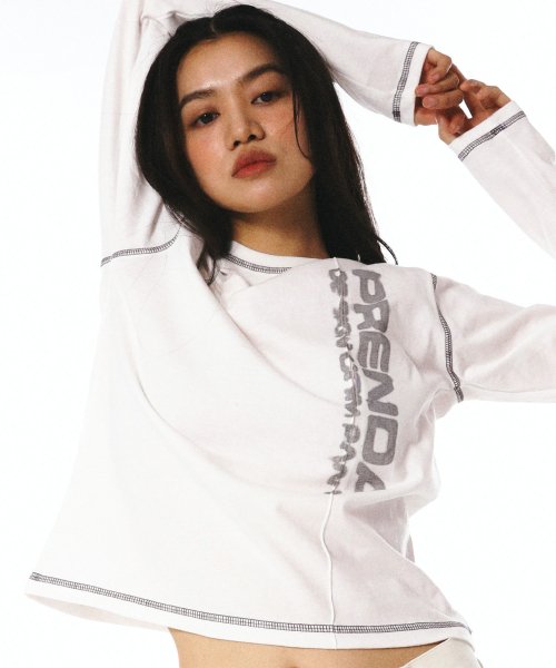 MUSINSA | PRENDA SMUDGED LOGO LONG SLEEVE WHITE