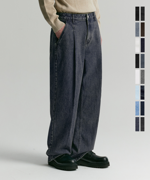 MUSINSA公式 | COSTUME O'CLOCK Denim one-tuck wide pants 16COLOR COOSPT201
