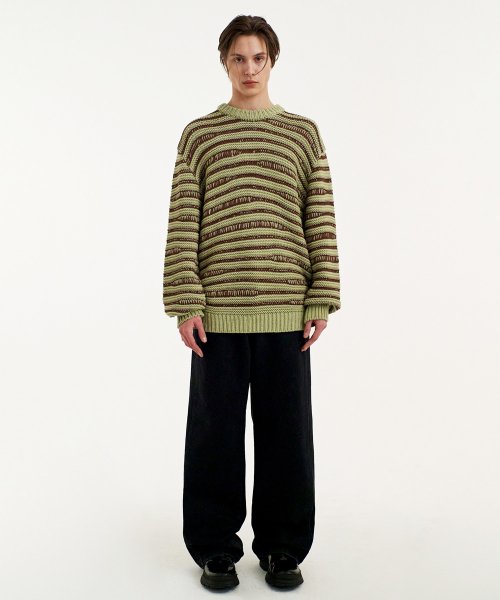 MUSINSA | MMGL MULTI COLOR STRIPE SWEATER (MATCHA)