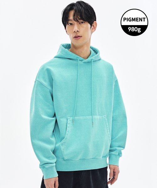 MUSINSA | SOVERMENT 980G Pigment Cut Hood - Lagoon Mint