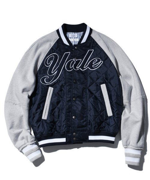 MUSINSA | YALE [YALE x GLEANPARK] REBUILD CURSIVE ARCH STADIUM JACKET NAVY