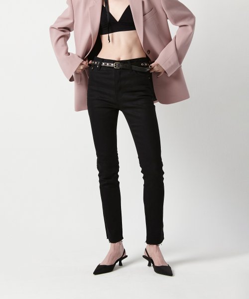 MUSINSA | EAN JO SKINNY FIT CUT OFF JEAN IN BLAK COTTON DENIM