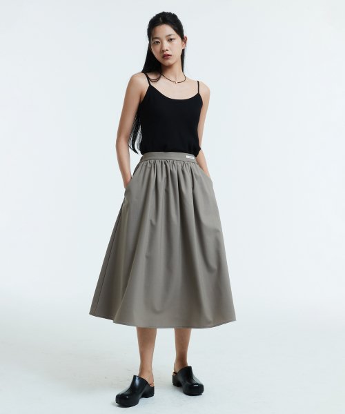 MUSINSA | HOKUSPOKUS 130 count wool stretch full skirt / beige