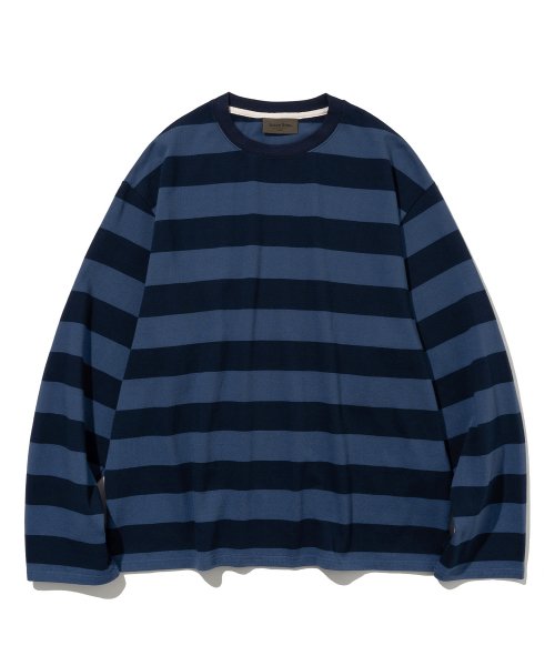 MUSINSA | UNIFORM BRIDGE stripe l/s T-Shirt navy