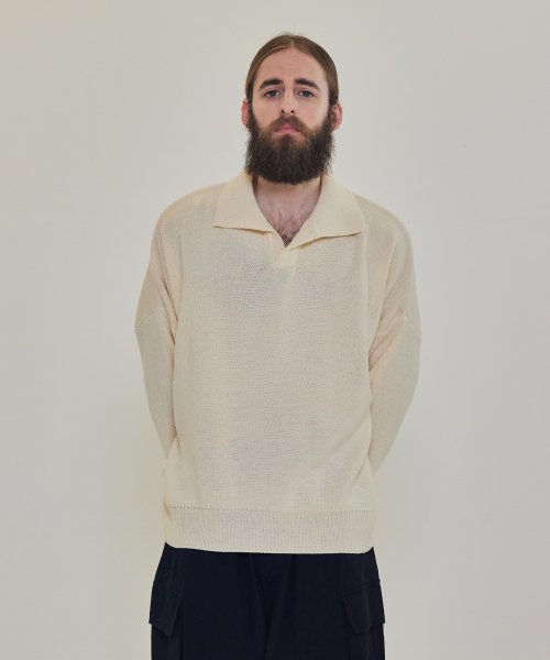 MUSINSA | CARGOBROS CB semi-overfit collar knit (ivory)