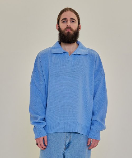 MUSINSA | CARGOBROS CB semi overfit collar knit (Sora)