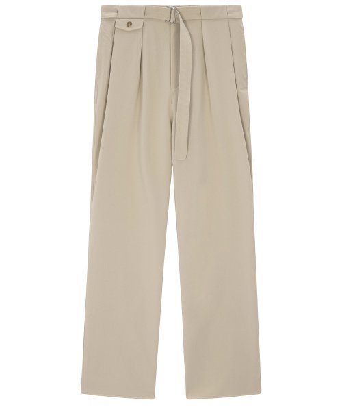 이지오(EZIO) Belted Pocket Wide Pants - Beige - 사이즈 & 후기 | 무신사