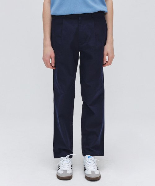 이지오(EZIO) One tuck Semi Wide chino Pants - Navy - 사이즈 & 후기 | 무신사