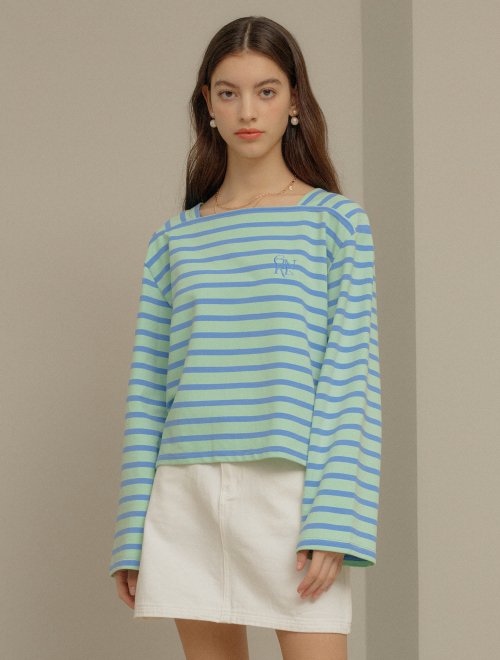 MUSINSA | GENERAL IDEA Stripe Square T-shirt [MINT] / WBC1L01509