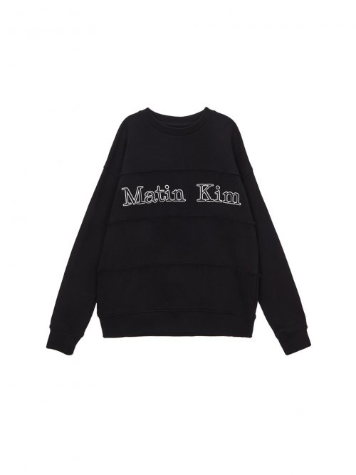MUSINSA | MATIN KIM RAW CUT PATCHED SWEATSHIRT IN BLACK