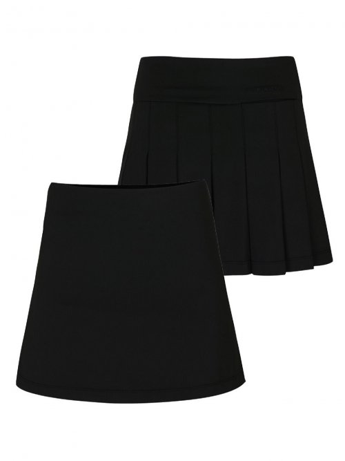 MUSINSA | PLAYBOO BACK PLEATED BANDING SKIRT W/INNER PANTS_Black