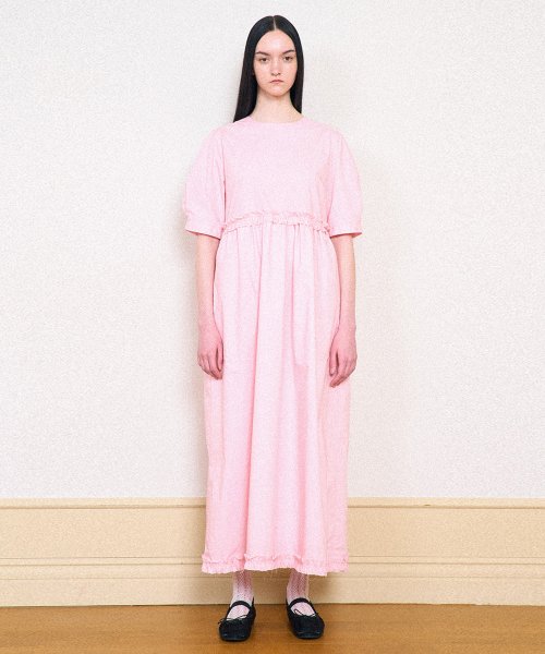 MUSINSA | PARTIMENTO WOMEN Puff Sleeve Maxi Dress_Pink