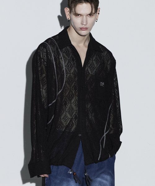 MUSINSA | RSSC CURVY STITCHED KNIT SHIRT - BK