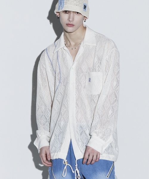 MUSINSA | RSSC CURVY STITCHED KNIT SHIRT - IV