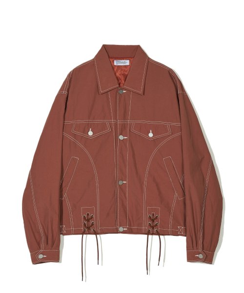 MUSINSA | PARTIMENTO lace-up contrast stitch jacket vintage orange