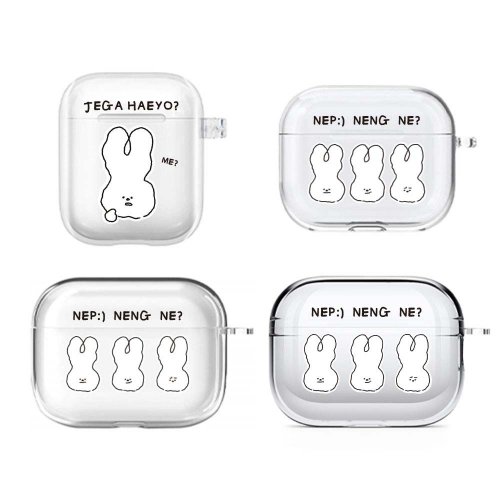 MUSINSA | BALLOON FRIENDS AirPod Clear Case WORKING RABBIT DOODLE