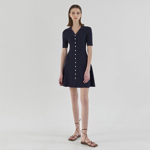 MUSINSA | ATELIER NAIN Open Collar Flare Ribbed Knit One Piece (OP-6047)