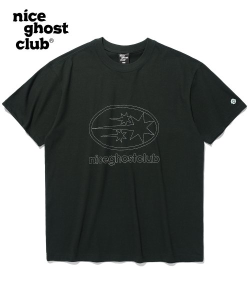 MUSINSA | NICE GHOST CLUB Three Star Line Logo T-Shirt_Black(NG2DMUT520A)