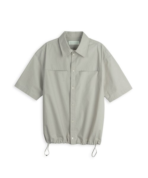 MUSINSA | SECONDMONO Drawstring Hidden Pocket Short Sleeve Shirt Beige ...