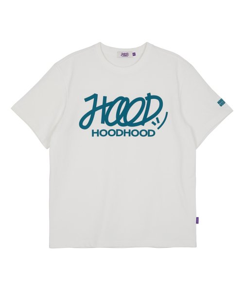 MUSINSA | HOODHOOD Signature Logo Short Sleeve T-shirt Ivory