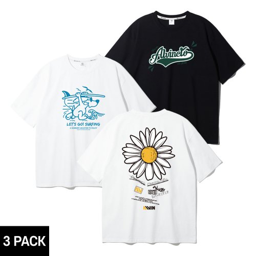 MUSINSA | ALVINCLO [3PACK] 3 kinds of artwork overfit short sleeve tee ...