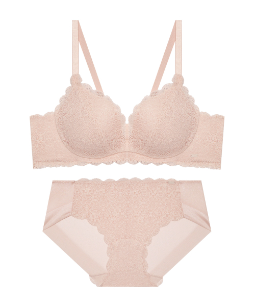 MUSINSA | CODESCOMBINE INNERWEAR Free cut lace fusing bra panty set_light pink