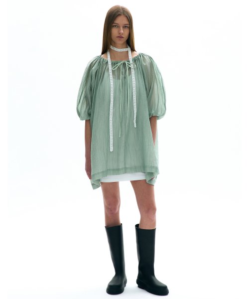 MUSINSA | PARTIMENTO WOMEN Sheer Volume Mini Dress_Mint