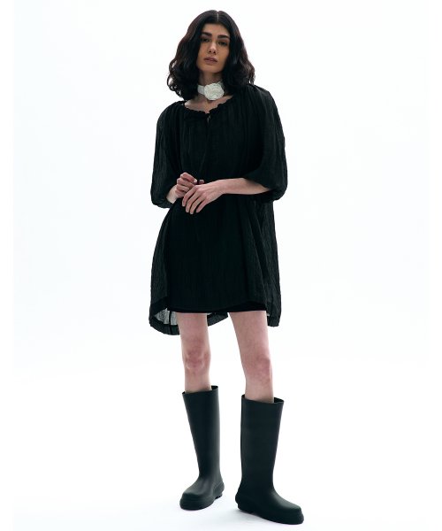 MUSINSA | PARTIMENTO WOMEN Sheer Volume Mini Dress_Black