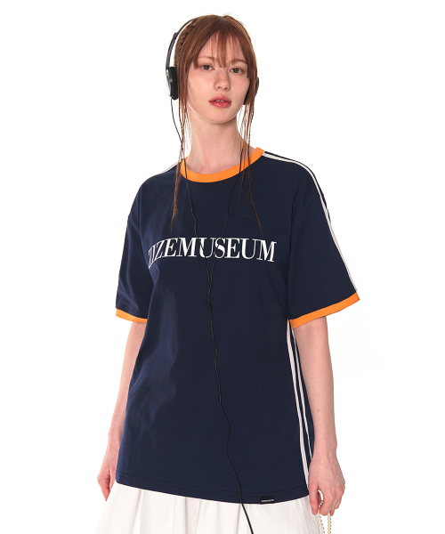 MUSINSA公式 | ZIZEMUSEUM COLORS LINE LINGER LINE T-SHIRTS (NAVY)
