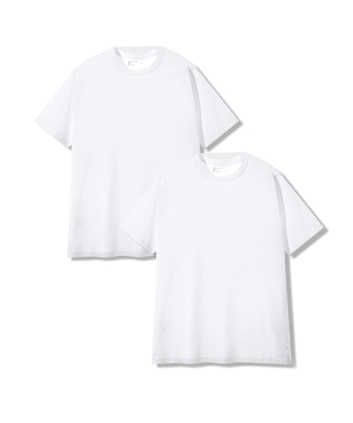 MUSINSA | AGOD [2PACK] Basic Layered Crew Neck Short Sleeve Tee [White]