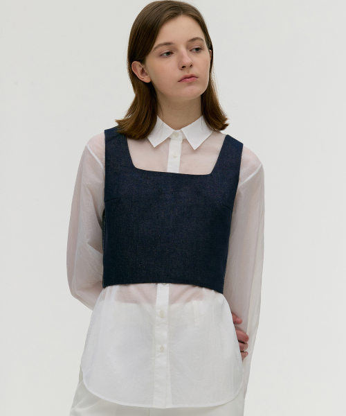 MUSINSA | MONGDOL Denim Square Bustier Top Indigo MDTS046INDIGO